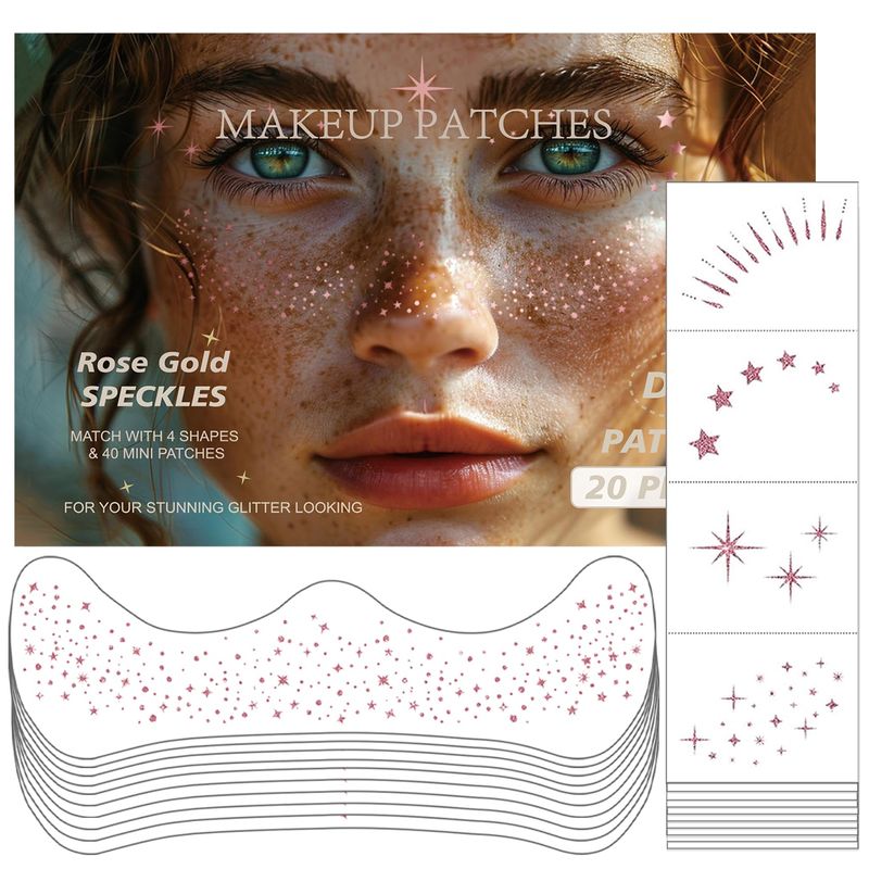 ZHISHUDL 20 Sheets Glitter Freckles Face Tattoo Rose Gold Sparkle ...