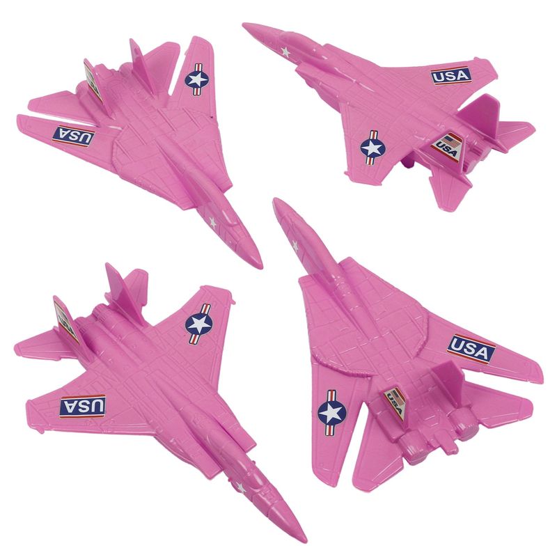 TimMee Plastic Army Men Combat Fighter Jets - 4pc Pink Airplanes Made ...
