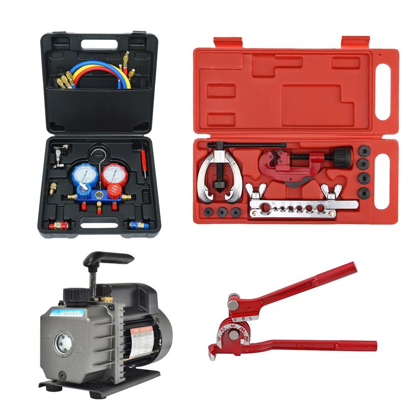 Fkstyle Air Conditioner Gas Charge Vacuum Pump Pipe Bender Set of 4 R22 ...