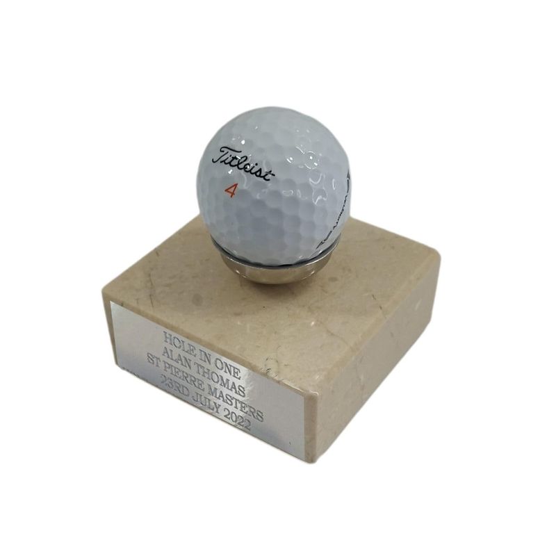 Personalised Hole in One Marble Golf Ball Display Stand Trophy Award ...