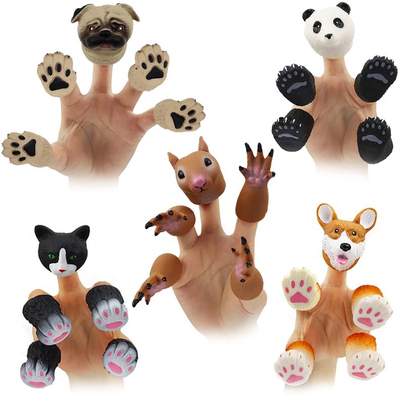 MIMIDOU Cute Animal Finger Puppets Toys 5 Set, Panda, Squirrel, cat ...