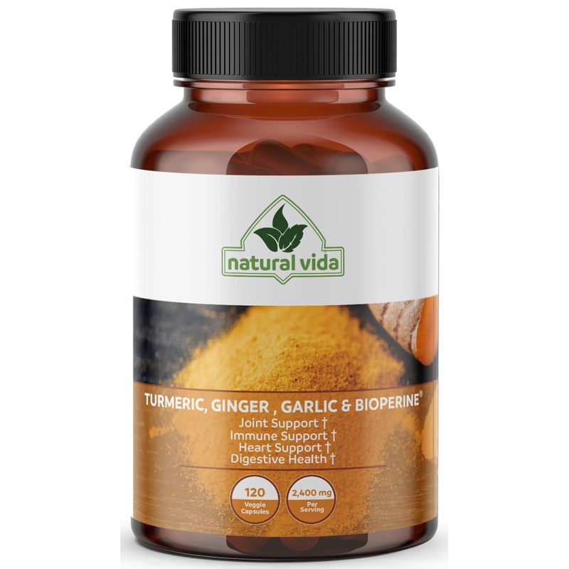 4-in-1 Turmeric Garlic Ginger with Bioperine 2,400 mg (120 Capsules ...