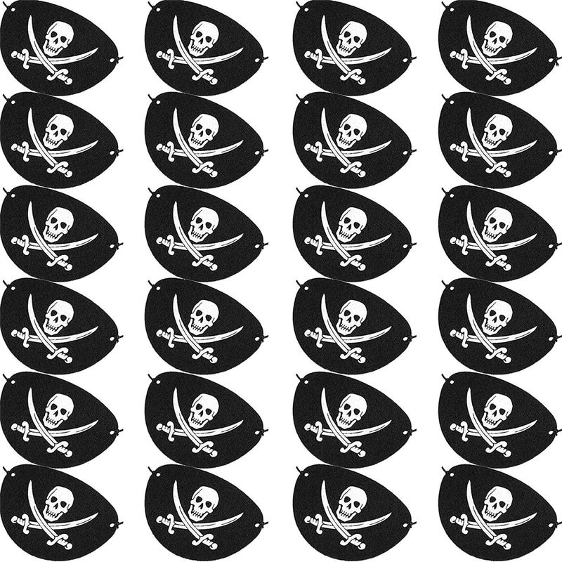 24 Pack Black Pirate Eye Patches One Eye Skull Captain Eye Mask for ...