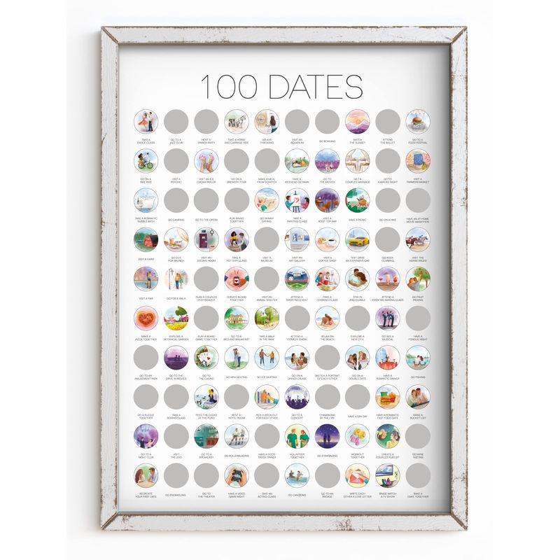 TBD 100 Dates Scratch Off Poster - Date Night Bucketlist, Anniversary ...