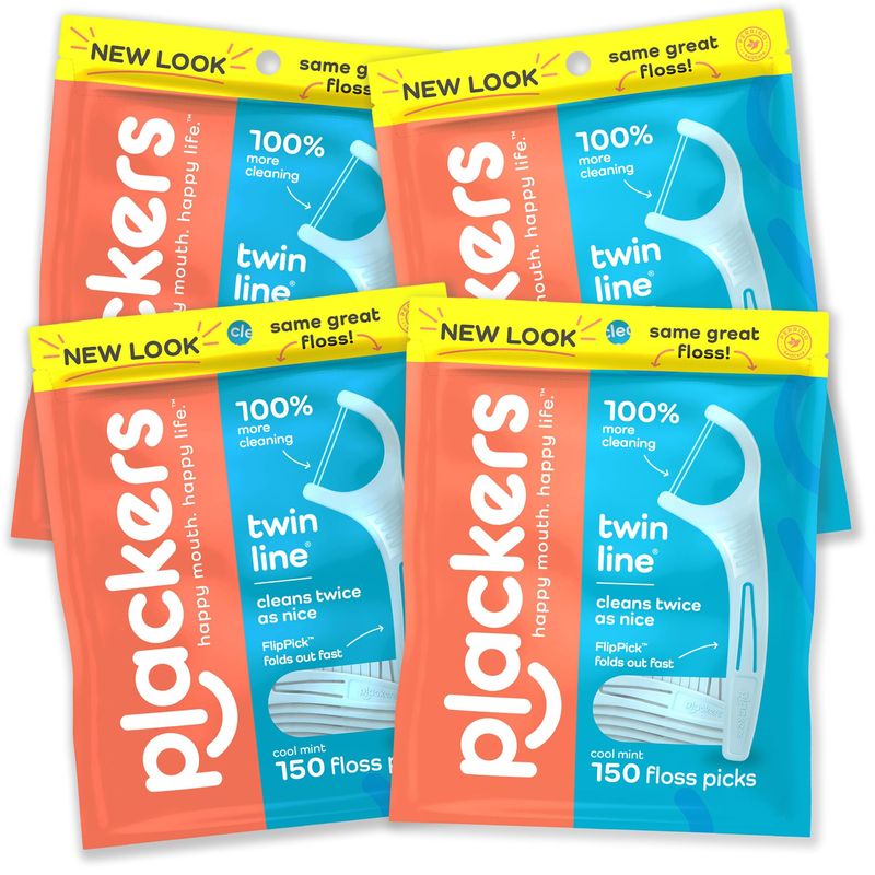 Plackers Twin-line Zahnseide Picks, 150 Stück (4 Stück), Limited ...