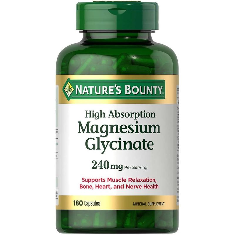 Nature's Bounty High Absorption Magnesium Glycinate 240mg 180 Capsules ...