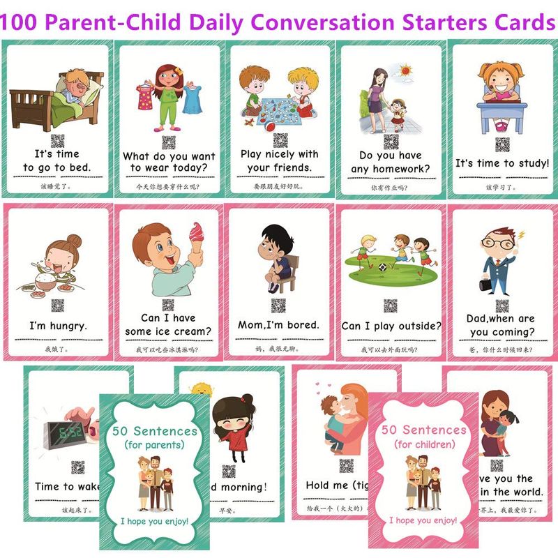 100 Parent-Child Daily Conversation Starters Cards with Picture - Fun ...