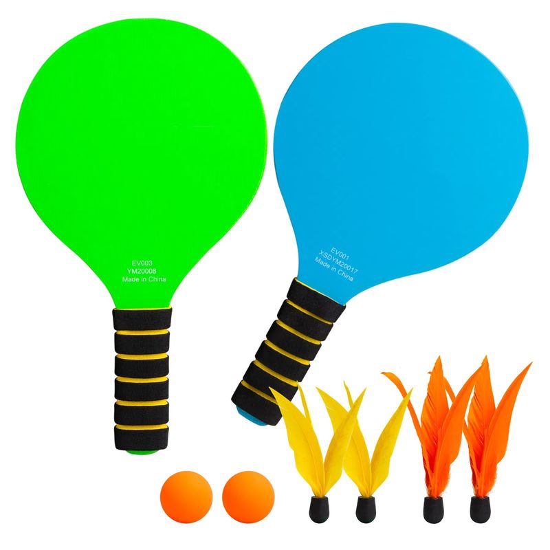 INPODAK Beach Bat and Ball Set, Kids Wooden Paddle Ball, Beach Ball ...