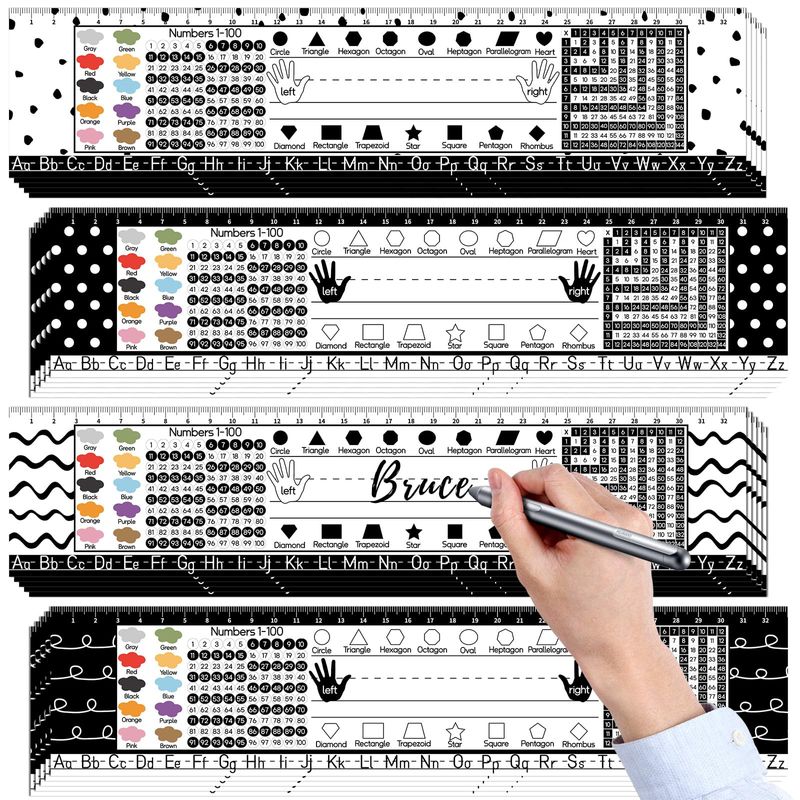 48pcs Black White Painted Dots Classroom Name Plate Student Desk Name ...