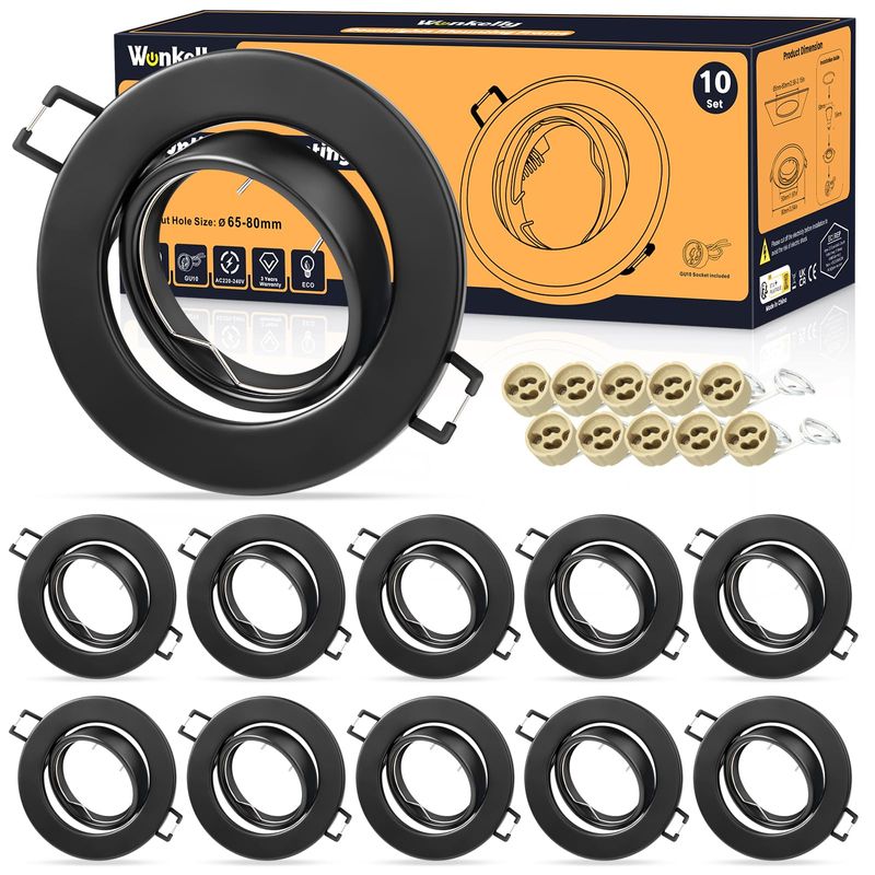 Wonkelly LED Recessed Spotlight GU10 Set (Including Socket), Spot 230 V ...