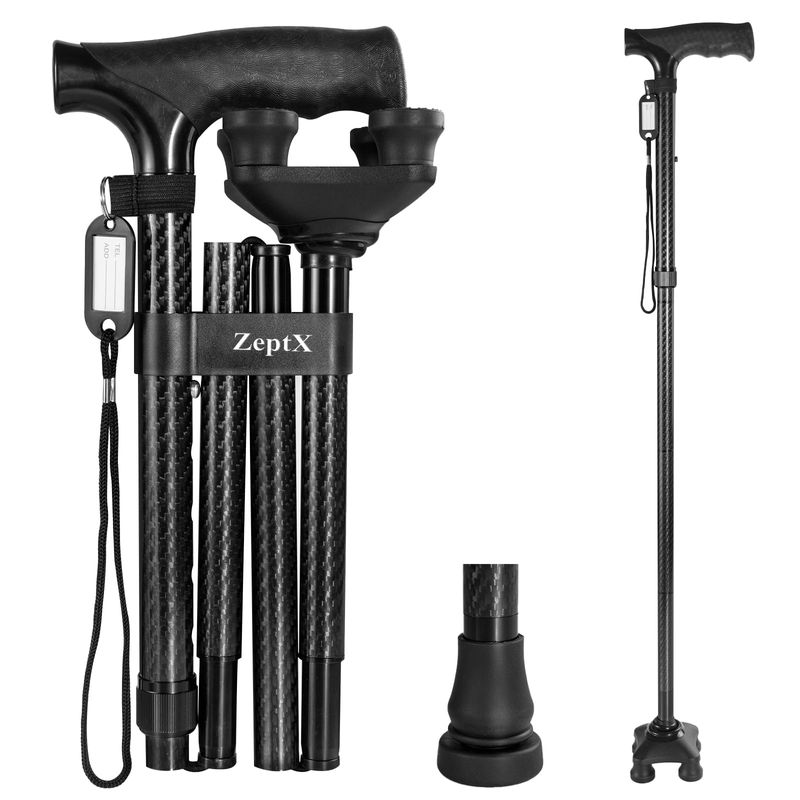 ZeptX Folding Walking Quad Cane for Men and Women,Collapsible Ultra ...