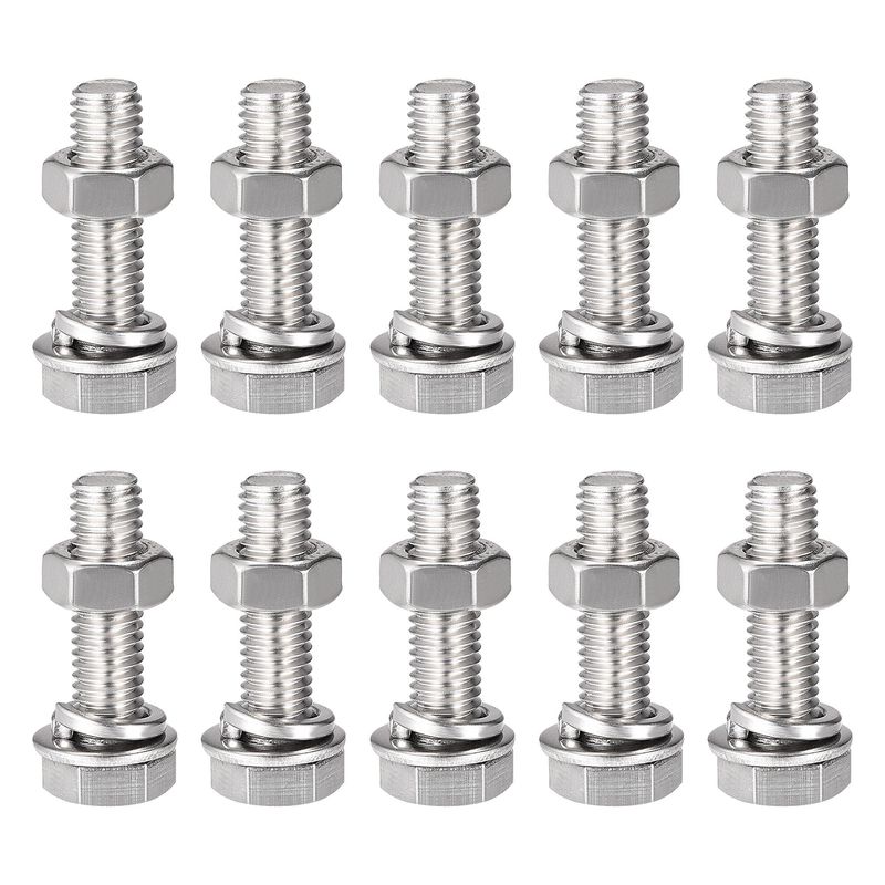 sourcing map M8 x 30mm Hex Head Screws Bolts, Nuts, Flat & Lock Washers ...