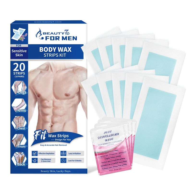 Beauty7 Men Wax Strips for Body, Ready to Use Waxing Strips, Facial ...
