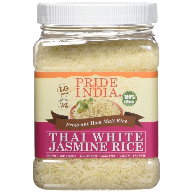 Pride Of India - Thai White Jasmine Rice - Fragrant Hom Mali Rice, 1.5 ...
