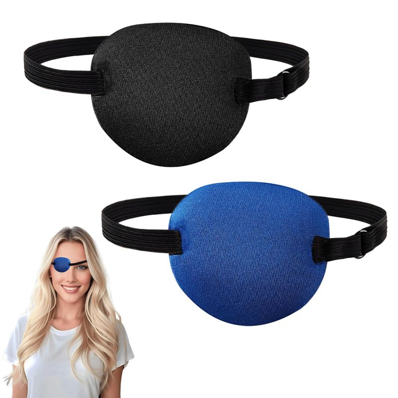 2PCS Eye Patches for Adults Adjustable Medical Eye Patch Black and Blue Eye Shield after ...
