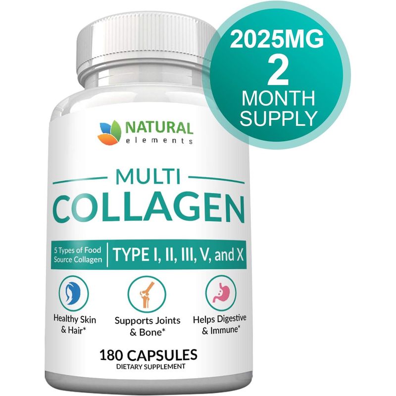 Multi Collagen 180 Protein Capsules - Type I, II, III, V, X Collagen ...