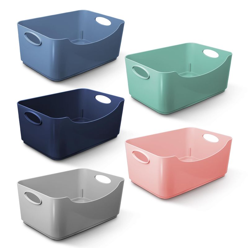 KEPLIN 5 Pack Multicolour Plastic Studio Storage Basket, Portable ...