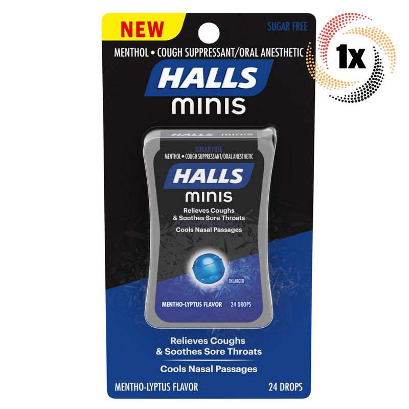 1x Pack HALLS Minis Menthol Flavor Menthol Cough Drops | 24 Drops Per Pack - EveryMarket
