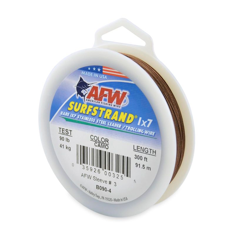 American Fishing Wire Surfstrand, Bare 1x7 Stainless Steel Leader Wire ...