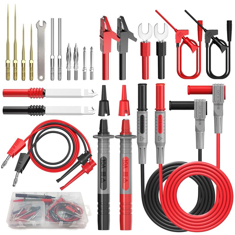 Cleqee 25PCS 4mm Banana Plug Silicone Test Leads Kit, Multimeter Cable ...