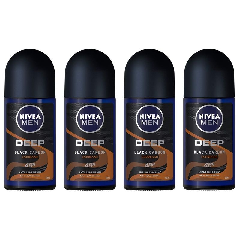 (4 PACK) Nivea Deep Espresso Antiperspirant Deodorant Rollon for Men ...