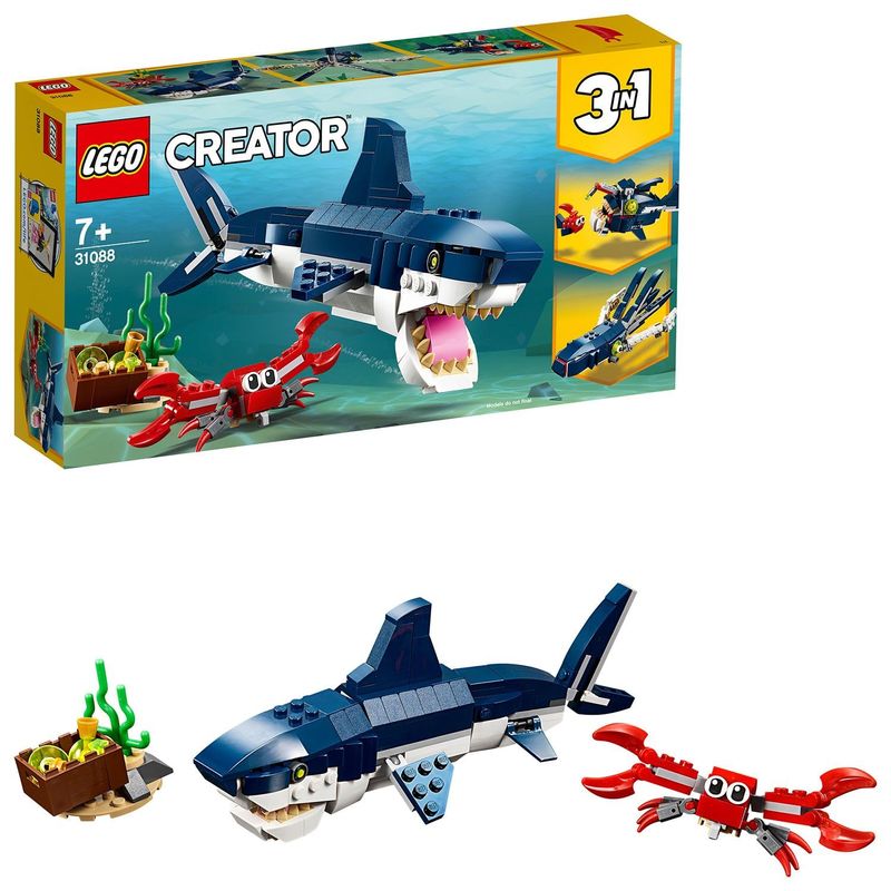 LEGO Creator 31088 3-in-1 Deep Sea Creatures Set (Shark&Treasure chest ...