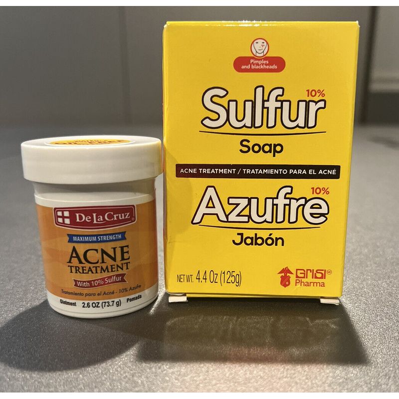 De La Cruz 10% Sulfur Ointment Acne Medication, Max Strength 2.6 OZ ...