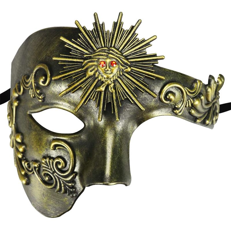 Thmyo Half Face Masquerade Mask, Sun God Greek Style Plastic Party ...