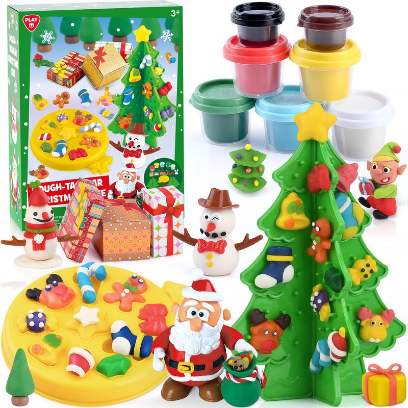 PLAY Christmas Playdough Sets for Kids Ages 4-8, DIY Dough Kit Toys ...