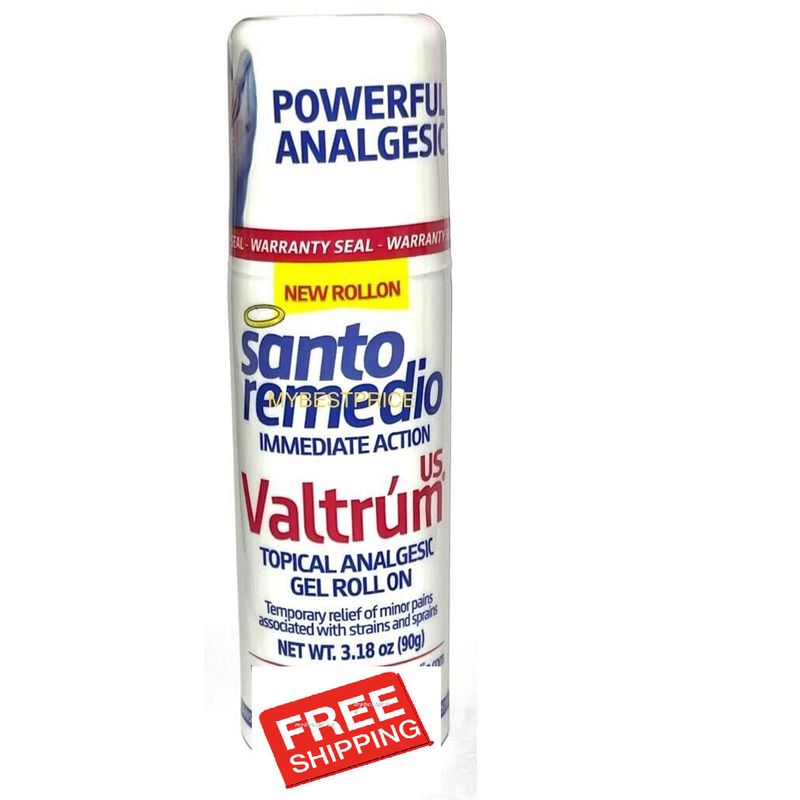 SANTO REMEDIO Valtrum TOPICAL ANALGESIC Gel Roll On Pain Relief Sprain ...