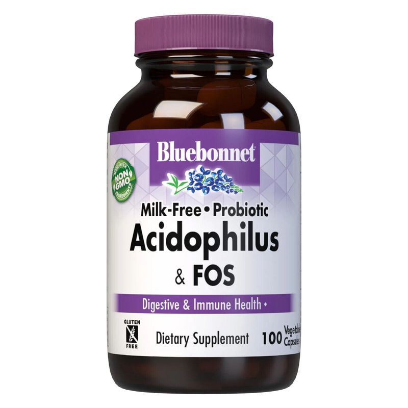 Bluebonnet Milk-Free Probiotic Acidophilus & Fos 100 Veg Capsules ...