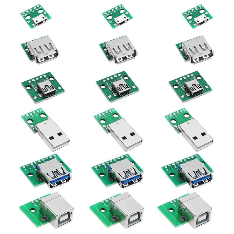 YINETTECH 18 Stück USB zu DIP Breakout Adapter Konverter Mini 5p USB/2 ...