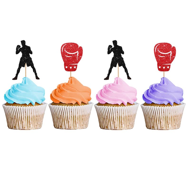 24PCS Boxing Cupcake Toppers, Boxing Gloves Cupcake Toppers For Gym ...
