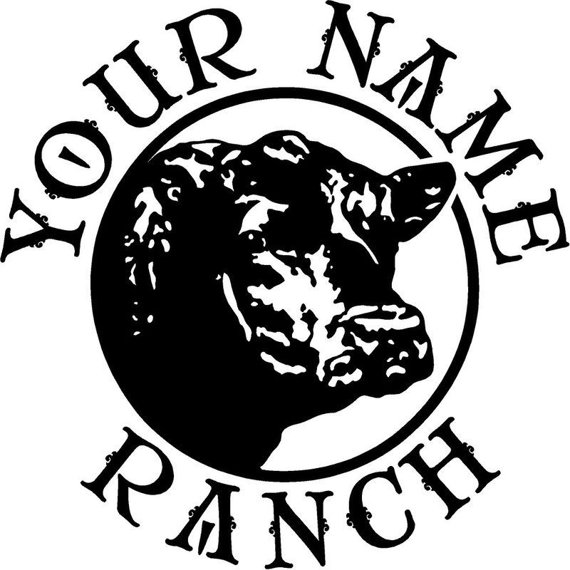 ANGUS COW HEAD RANCH DECAL CUSTOM MADE WITH YOUR FARM NAME - Online ...