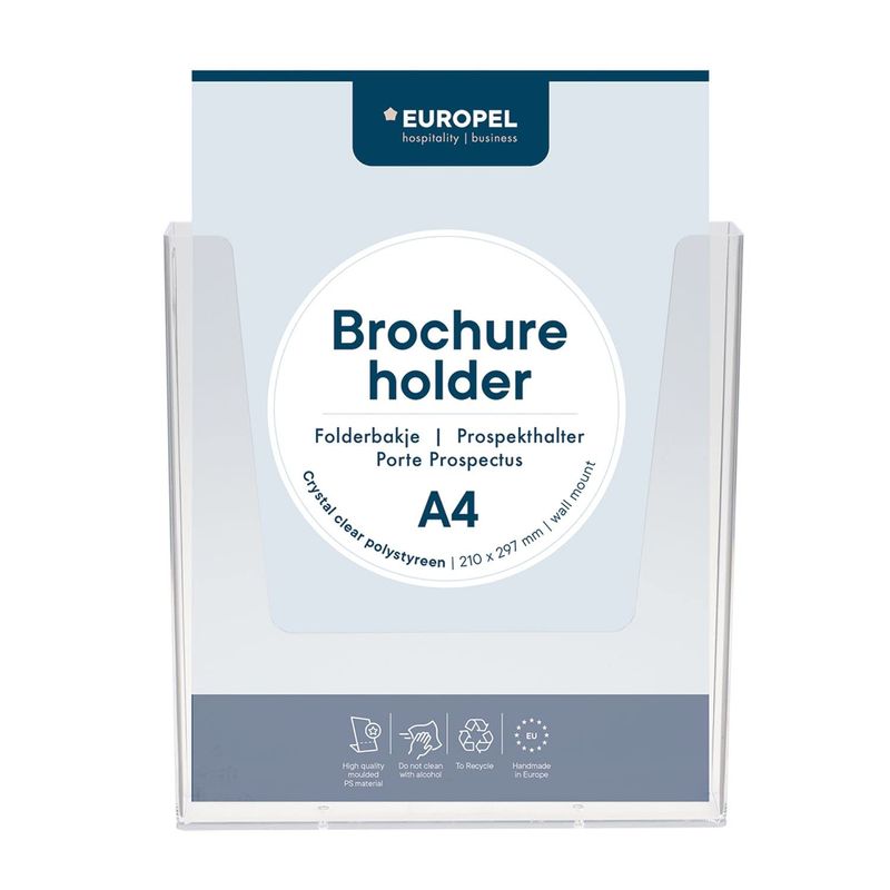 Europel Wall Mounted Brochure Holder | for A4 Size | Crystal Clear ...