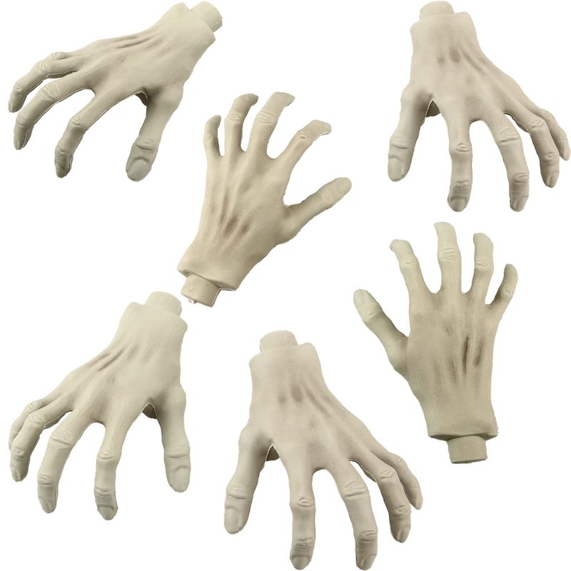 Cagemoga 6 Pcs Halloween Skeleton Hands Realistic Plastic Zombie Hands ...