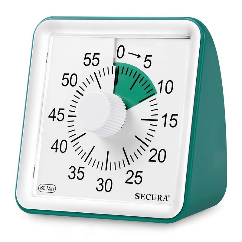 Secura 60 Minute Visual Timer, Classroom Countdown Timer, Silent Timer ...