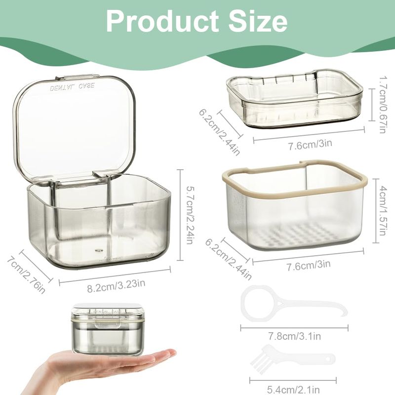 ACWOO Denture Bath Case, Portable Retainer Cleaner Case Denture Case ...