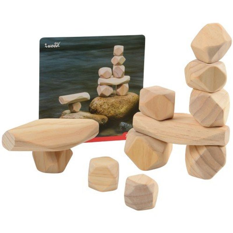 Constructive Playthings Natural Wooden Balancing Blocks with Idea Cards ...