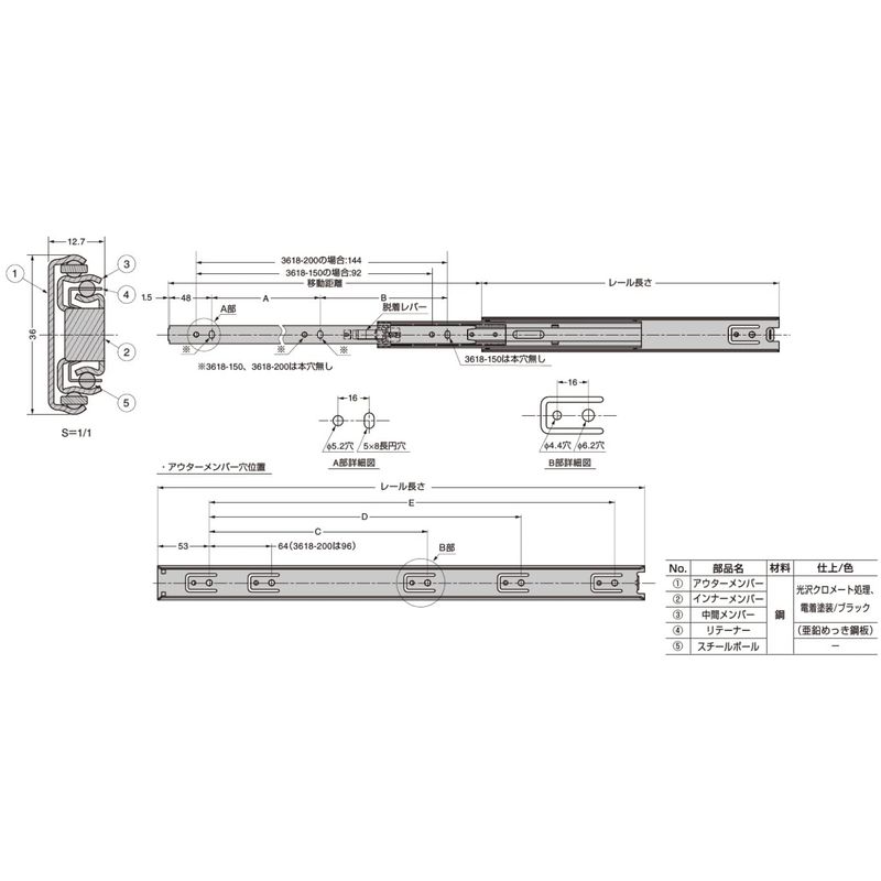 Sugatsune (LAMP) 190045855 3618-150/Slide Rail 3618-150 - Online ...