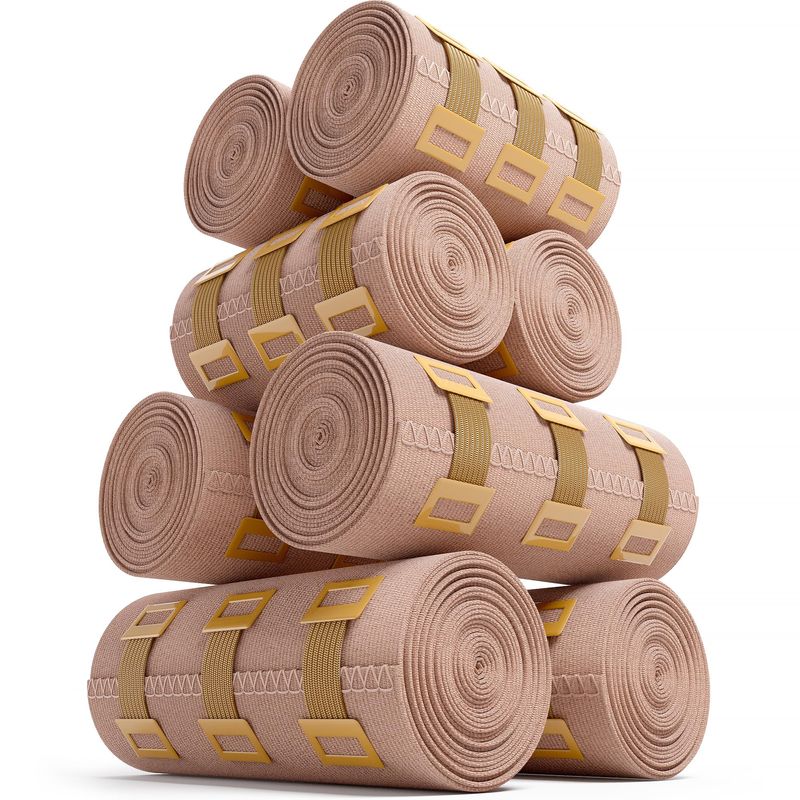 JFA Medical Elastic Compression Bandage Wrap - 8 Pack + 8 Extra Clips ...