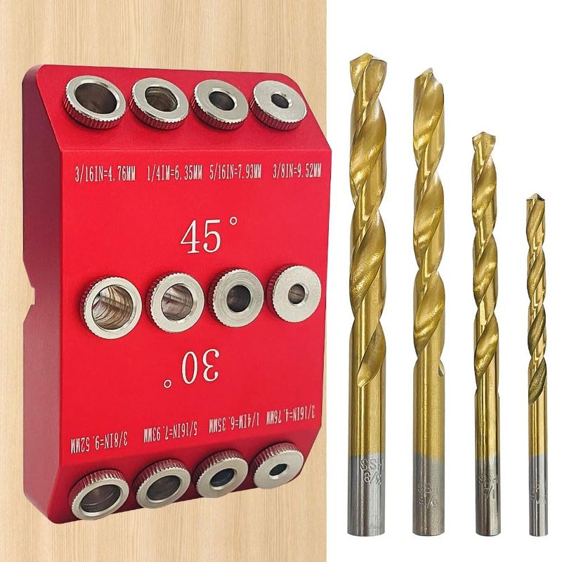 Socpuro 30 45 90 Degree Angle Drill Guide Jig with 4 Drill Bits for ...