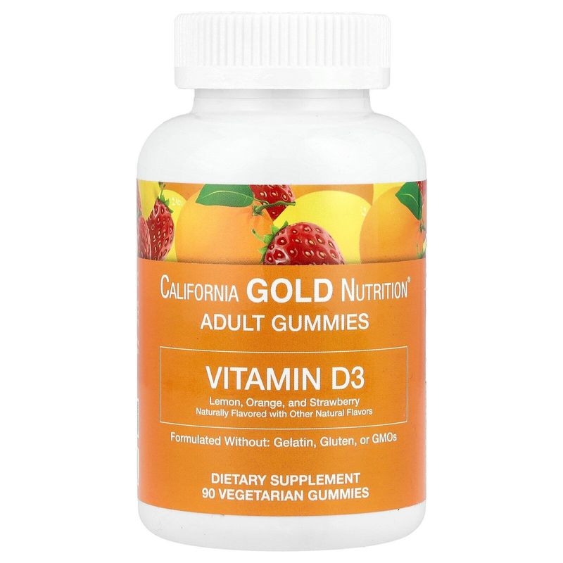 Vitamin D3 Gummies, Lemon, Orange, and Strawberry, 2,000 IU, 90 ...