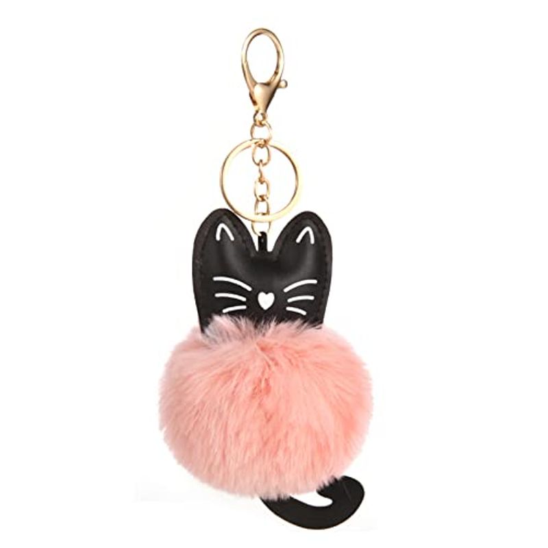 OWL Fluffy Cute Owl Keychain Faux Animal Fur Pom Keychain for Bag Decor ...