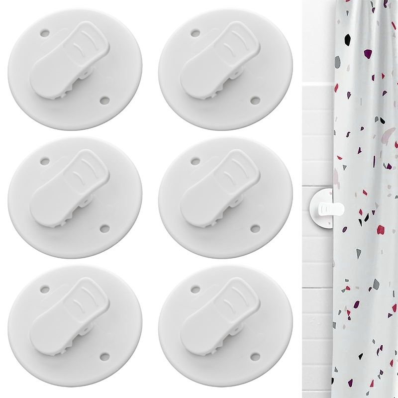 6 Pcs Shower Curtain Clips Self Adhesive Shower Splash Clips for ...