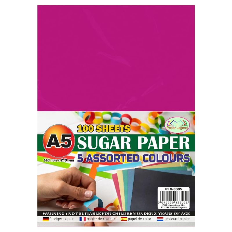 A5 Sugar Paper 100 Sheets Coloured Card Recycled Coloured Papers Kids ...