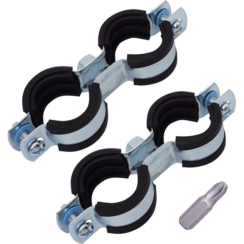 SKIR'CO (2 pcs) Double Pipe Brackets with Rubber Linings for 26-30 mm ...