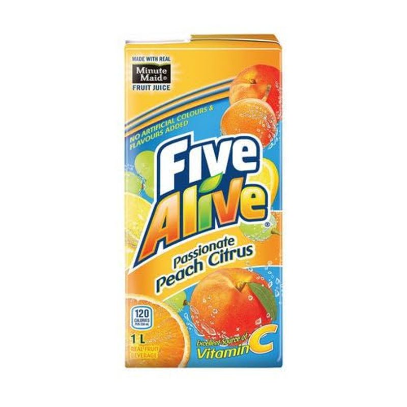 Five Alive Passionate Peach Citrus, 1 Litre/33.8 fl. oz., Juice Box ...