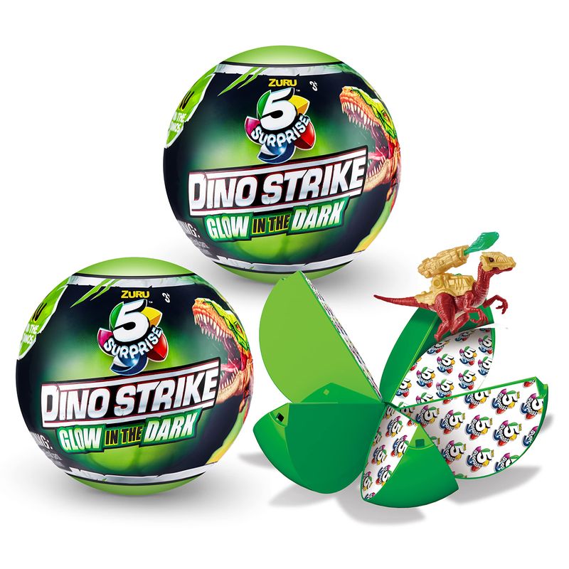 ZURU 5 SURPRISE 7781 5 Surprise Dino Strike Glow in The Dark, Double ...
