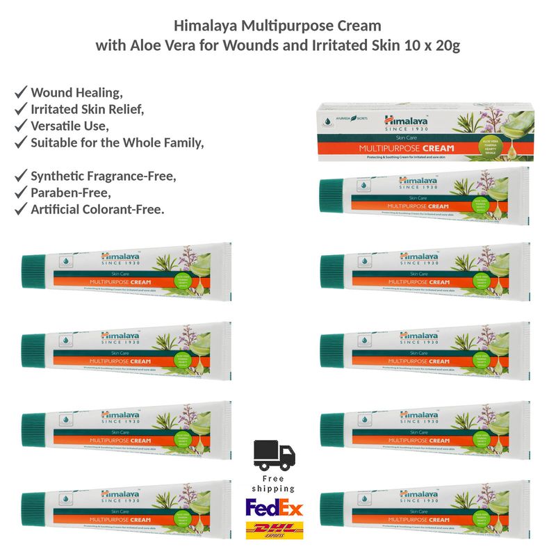 Himalaya Multipurpose Cream with Aloe Vera - Soothes Wounds & Irritated Skin x10 - Online ...